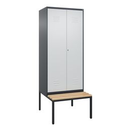 C+P PSA Doppel-Spind Classic PLUS, Bank, 2 Abteile, 2120x800x815mm, 7016/7035 Verschluss Zylinderschloss Sitzbanktyp untergebaut Material Sitzfläche B (0800527-22P|S10057)