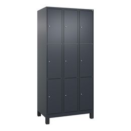 C+P Schlie&szlig;fachschrank Classic PLUS, F&uuml;&szlig;e, 3 Abteile, 1950x900x500mm, 7016/7016 Innenh&ouml;he Gefach oben (oberes 599 mm Front RAL 7016 Anthrazitgrau ; C (080010-303|S10015)