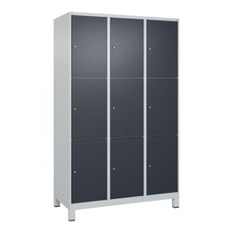 C+P Schlie&szlig;fachschrank Classic PLUS, F&uuml;&szlig;e, 3 Abteile, 1950x1200x500mm, 7035/7016 Innenh&ouml;he Gefach oben (oberes 599 mm Front RAL 7016 Anthrazitgrau ; C (080010-323|S10008)