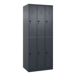C+P Doppelstock-Spind Classic PLUS, 3 Abteile, 1850x750x500mm, 7016/7016 Verschluss Sicherheits-Drehriegel ; C + P Möbelsysteme (080300-39|S10010)