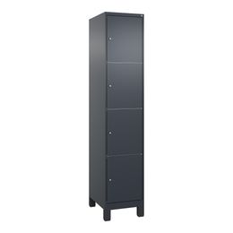 C+P Schlie&szlig;fachschrank Classic PLUS, F&uuml;&szlig;e, 1 Abteil, 1950x400x500mm, 7016/7016 Innenh&ouml;he Gefach oben (oberes 453 mm Front RAL 7016 Anthrazitgrau ; C + (080010-124|S10015)