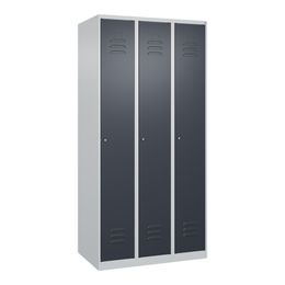 C+P Spind Classic PLUS, 3 Abteile, 1850x900x500mm, 7035/7016 Verschluss Zylinderschloss 3 Garderobenhaken ; C + P M&ouml;belsysteme (080000-30|S10019)