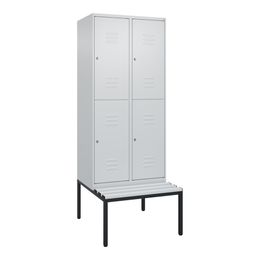 C+P Doppelstock-Spind Classic PLUS, Bank, 2 Abteile, 2120x800x815mm, 7035/7035 Verschluss Zylinderschloss Sitzbanktyp untergebaut Material Sitzfl&auml;che (0803507-22|S10024)