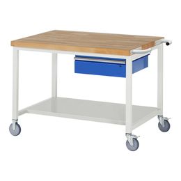 Rau Fahrbare Werkbank 8001, B1250xT900xH880mm, Ablageboden-MT, 1x Schublade-TA (05-8001A6-129B4S.11)