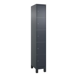 C+P Schlie&szlig;fachschrank Classic PLUS, F&uuml;&szlig;e, 1 Abteil, 1950x300x500mm, 7016/7016 Innenh&ouml;he Gefach oben (oberes 365 mm Front RAL 7016 Anthrazitgrau ; C + (080010-105|S10015)