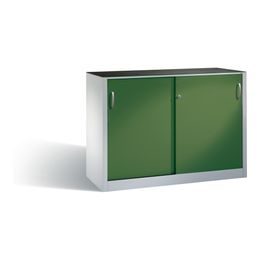 C+P Werkzeug-Beistellschrank mit Schiebet&uuml;ren, innen 2 x 1 Boden, H1000xB1600xT400mm Front Resedagr&uuml;n Korpus Lichtgrau ; C + P M&ouml;belsysteme (2146-09|S10047)