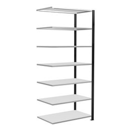 SCHULTE LAGERTECHNIK Schulte Anbauregal B&uuml;ro-Steckregal MULTIplus150 2300 x 1000 x 600 mm 7 Fachb&ouml;den L&auml;ngenriegel schwarz/RAL 7035 lichtgrau ohne Mittelanschlag ; Schulte (36070-S)