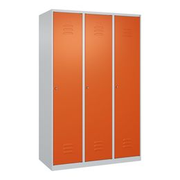 C+P Spind Classic PLUS, 3 Abteile, 1850x1200x500mm, 7035/2004 Verschluss Zylinderschloss 4 Garderobenhaken Trennwand mittig ; C + P M&ouml;belsysteme (080000-32F|S10031)