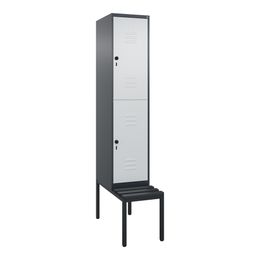 C+P Doppelstock-Spind Classic PLUS, Bank, 1 Abteil, 2120x400x815mm, 7016/7035 Verschluss Sicherheits-Drehriegel Sitzbanktyp untergebaut Material Sitzf (0803507-12|S10118)