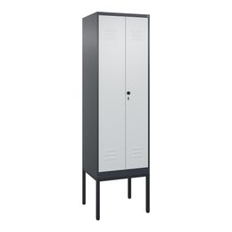 C+P Schwarz-Wei&szlig;-Spind Classic PLUS, Gestell, 2 Abteile, 2120x600x500mm, 7016/70 Front RAL 7035 Lichtgrau Verschluss Sicherheits-Drehriegel ; C + P M&ouml; (0800327-20|S10013)