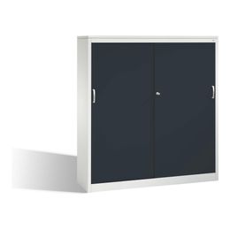 C+P Akten-Sideboard Acurado mit Schiebet&uuml;ren, 2 x 4 Ordnerh&ouml;hen, H1600xB1600xT400mm Front Schwarzgrau Korpus Lichtgrau ; C + P M&ouml;belsysteme (2148-1200|S10019)