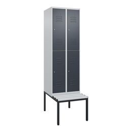 C+P Doppelstock-Spind Classic PLUS, Bank, 2 Abteile, 2120x600x815mm, 7035/7016 Verschluss Zylinderschloss Sitzbanktyp untergebaut Material Sitzfläche (0803507-20|S10023)