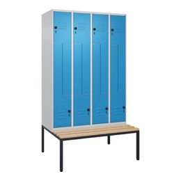 C+P Z-Spind Classic PLUS, Bank, 8 Fächer, 2120x1200x815mm, 7035/5012 Verschluss Sicherheits-Drehriegel Sitzbanktyp untergebaut Material Sitzfläche Buc (0800537-408|S10004)