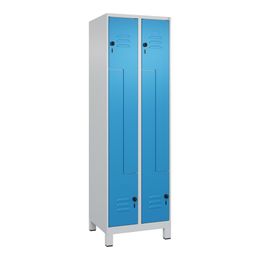 C+P Z-Spind, Classic PLUS, F&uuml;&szlig;e, 4 F&auml;cher, 1950x600x500mm, 7035/5012 Verschluss Sicherheits-Drehriegel ; C + P M&ouml;belsysteme (080013-204|S10004)