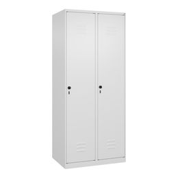 C+P Spind Classic PLUS, 2 Abteile, 1850x800x500mm, 9016/9016 Verschluss Sicherheits-Drehriegel 4 Garderobenhaken Trennwand mittig ; C + P M&ouml;belsysteme (080000-22F|S10016)
