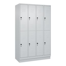C+P Doppelstock-Spind Classic PLUS, Sockel, 4 Abteile, 1950x1200x500mm, 7035/703 Front RAL 7035 Lichtgrau ; C + P M&ouml;belsysteme (080320-40|S10009)