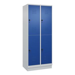 C+P Doppelstock-Spind Classic PLUS, Sockel, 2 Abteile, 1950x800x500mm, 7035/5010 Front RAL 5010 Enzianblau ; C + P M&ouml;belsysteme (080320-22|S10003)