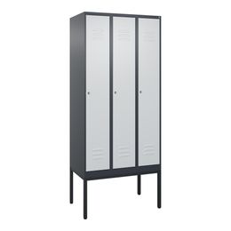 C+P Spind Classic PLUS, Gestell, 3 Abteile, 2120x900x500mm, 7016/7035 Verschluss Zylinderschloss 3 Garderobenhaken ; C + P M&ouml;belsysteme (0800307-30|S10028)