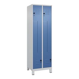 C+P Z-Spind, Classic PLUS, F&uuml;&szlig;e, 4 F&auml;cher, 1950x600x500mm, 7035/5023 Verschluss Sicherheits-Drehriegel ; C + P M&ouml;belsysteme (080013-204|S10005)