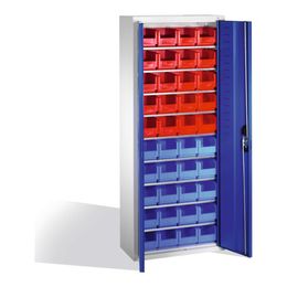 C+P Magazinschrank mit 40 Sichtlagerk&auml;sten, H1690xB700xT300mm Front Enzianblau Korpus Lichtgrau ; C + P M&ouml;belsysteme (133413-22|S10028)