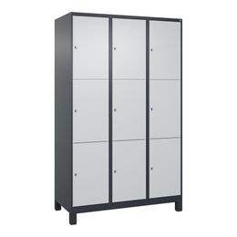 C+P Schlie&szlig;fachschrank Classic PLUS, F&uuml;&szlig;e, 3 Abteile, 1950x1200x500mm, 7016/7035 Innenh&ouml;he Gefach oben (oberes 599 mm Front RAL 7035 Lichtgrau ; C + P (080010-323|S10016)