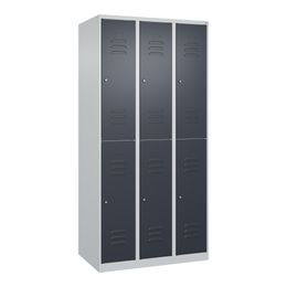 C+P Doppelstock-Spind Classic PLUS, 3 Abteile, 1850x900x500mm, 7035/7016 Verschluss Zylinderschloss ; C + P M&ouml;belsysteme (080300-30|S10044)