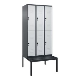 C+P Doppelstock-Spind Classic PLUS, Bank, 3 Abteile, 2120x900x815mm, 7016/7035 Verschluss Sicherheits-Drehriegel Sitzbanktyp untergebaut Material Sitz (0803507-30|S10118)