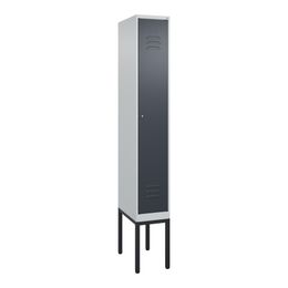 C+P Spind Classic PLUS, Gestell, 1 Abteil, 2120x300x500mm, 7035/7016 Verschluss Zylinderschloss 3 Garderobenhaken ; C + P M&ouml;belsysteme (0800307-10|S10023)