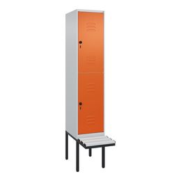 C+P Doppelstock-Spind Classic PLUS, Bank, 1 Abteil, 2120x400x815mm, 7035/2004 Verschluss Sicherheits-Drehriegel Sitzbanktyp auskragend Material Sitzfl (0803407-12|S10184)