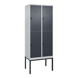 C+P Doppelstock-Spind Classic PLUS, Gestell, 2 Abteile, 2120x800x500mm, 7035/701 Verschluss Sicherheits-Drehriegel Front RAL 7016 Anthrazitgrau ; C + (0803307-22|S10008)
