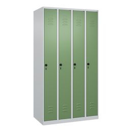 C+P Spind Classic PLUS, 4 Abteile, 1850x1000x500mm, 7035/6011 Verschluss Sicherheits-Drehriegel 3 Garderobenhaken ; C + P M&ouml;belsysteme (080000-49|S10006)