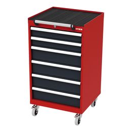 STIER Mobiler Schubladenschrank mit 6 Schubladen BxTxH 600x575x1090 mm rot/anthrazitgrau (904973)