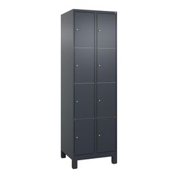 C+P Schlie&szlig;fachschrank Classic PLUS, F&uuml;&szlig;e, 2 Abteile, 1950x600x500mm, 7016/7016 Innenh&ouml;he Gefach oben (oberes 453 mm Front RAL 7016 Anthrazitgrau ; C (080010-204|S10015)