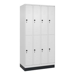 C+P Doppelstock-Spind Classic PLUS, Sockel, 4 Abteile, 1950x1000x500mm, 9016/901 Front RAL 9016 Verkehrswei&szlig; ; C + P M&ouml;belsysteme (080320-49|S10014)