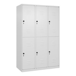C+P Doppelstock-Spind Classic PLUS, 3 Abteile, 1850x1200x500mm, 9016/9016 Verschluss Sicherheits-Drehriegel ; C + P M&ouml;belsysteme (080300-32|S10012)
