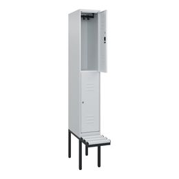 C+P Doppelstock-Spind Classic PLUS, Bank, 1 Abteil, 2120x300x815mm, 7035/7035 Verschluss Zylinderschloss Sitzbanktyp auskragend Material Sitzfl&auml;che Ku (0803407-10|S10024)