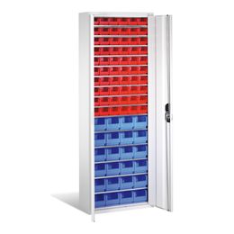 C+P Magazinschrank mit 84 Sichtlagerkästen, H1980xB700xT300mm Front Lichtgrau Korpus Lichtgrau ; C + P Möbelsysteme (133113-22|S10064)
