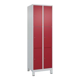C+P Schlie&szlig;fachschrank Classic PLUS, F&uuml;&szlig;e, 2 Abteile, 1950x600x500mm, 7035/3003 Innenh&ouml;he Gefach oben (oberes 599 mm Front RAL 3003 Rubinrot ; C + P M (080010-203|S10001)
