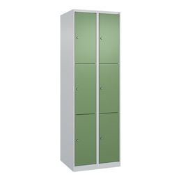C+P Schlie&szlig;fachschrank Classic PLUS, 2 Abteile, 1850x600x500mm, 7035/6011 Innenh&ouml;he Gefach oben (oberes 599 mm Front RAL 6011 Resedagr&uuml;n ; C + P M&ouml;bel (080000-203|S10006)