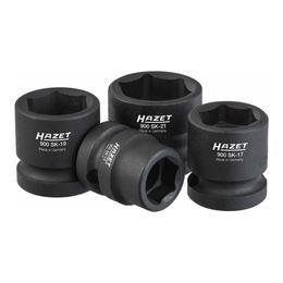 Hazet Schlag-, Maschinenschrauber-Steckschl&uuml;ssel-Satz 900SK/4 Vierkant hohl 12,5 mm (1/2 Zoll) Au&szlig;en-Sechskant-Tractionsprofil 13 17 19 21 Anzahl Werk)