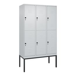 C+P Doppelstock-Spind Classic PLUS, Gestell, 3 Abteile, 2120x1200x500mm, 7035/70 Verschluss Sicherheits-Drehriegel Front RAL 7035 Lichtgrau ; C + P M&ouml; (0803307-32|S10009)