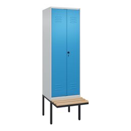 C+P PSA Doppel-Spind Classic PLUS, Bank, 2 Abteile, 2120x600x815mm, 7035/5012 Verschluss Sicherheits-Drehriegel Sitzbanktyp auskragend Material Sitzfl (0800427-20P|S10004)