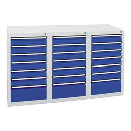 Stumpf Schubladenschrank Serie STS 410, 21 Schubladen enzianblau (18x100, 3x200mm) ; Stumpf Metall (7103274)