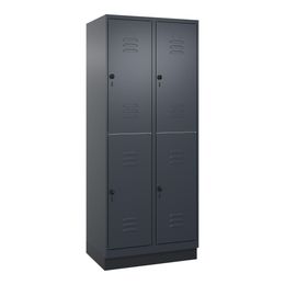 C+P Doppelstock-Spind Classic PLUS, Sockel, 2 Abteile, 1950x800x500mm, 7016/7016 Front RAL 7016 Anthrazitgrau ; C + P M&ouml;belsysteme (080320-22|S10012)
