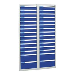 Stumpf Schubladenschrank Serie ESTA, 30 Schubladen enzianblau (26x100, 4x200mm) ; Stumpf Metall (7604674)