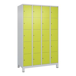 C+P Schlie&szlig;fachschrank Classic PLUS, F&uuml;&szlig;e, 4 Abteile, 1950x1200x500mm, 7035/0024 Innenh&ouml;he Gefach oben (oberes 365 mm Front 1108060 RDS Viridingr&uuml;n ; (080010-405|S10010)