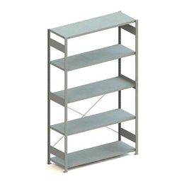 META Steckregal Grundregal S3 CLIP 200 GR 2500 x 1500 x 400 mm lichtgrau + 5 Böden (185265)