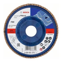 Bosch Fächerschleifscheibe X431 Standard for Metal gerade 115 mm 80 Kunststoff (2608601272)