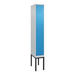 C+P Spind Classic PLUS, Gestell, 1 Abteil, 2120x300x500mm, 7035/5012 Verschluss Zylinderschloss 3 Garderobenhaken ; C + P M&ouml;belsysteme (0800307-10|S10019)