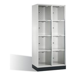 C+P Schließfachschrank Intro XL mit Acrylglastüren, 8 Fächer, H1750xB820xT500mm Korpus Lichtgrau Zertifikat GS Ja ; C + P Möbelsysteme (8470A202|S10003)